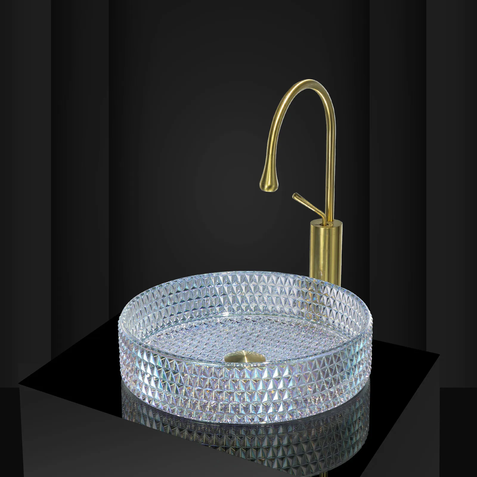 Pedestal Basin Electroplated Colorful Crystal Wash Basin Die-cast ...
