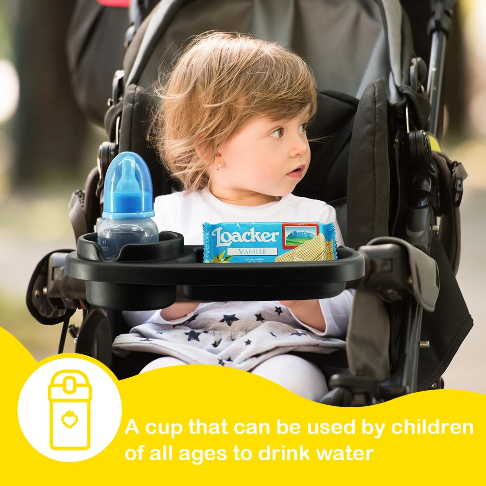 Universal Stroller Snack Tray with Silicone Flexible Arms Grip Stroller ...