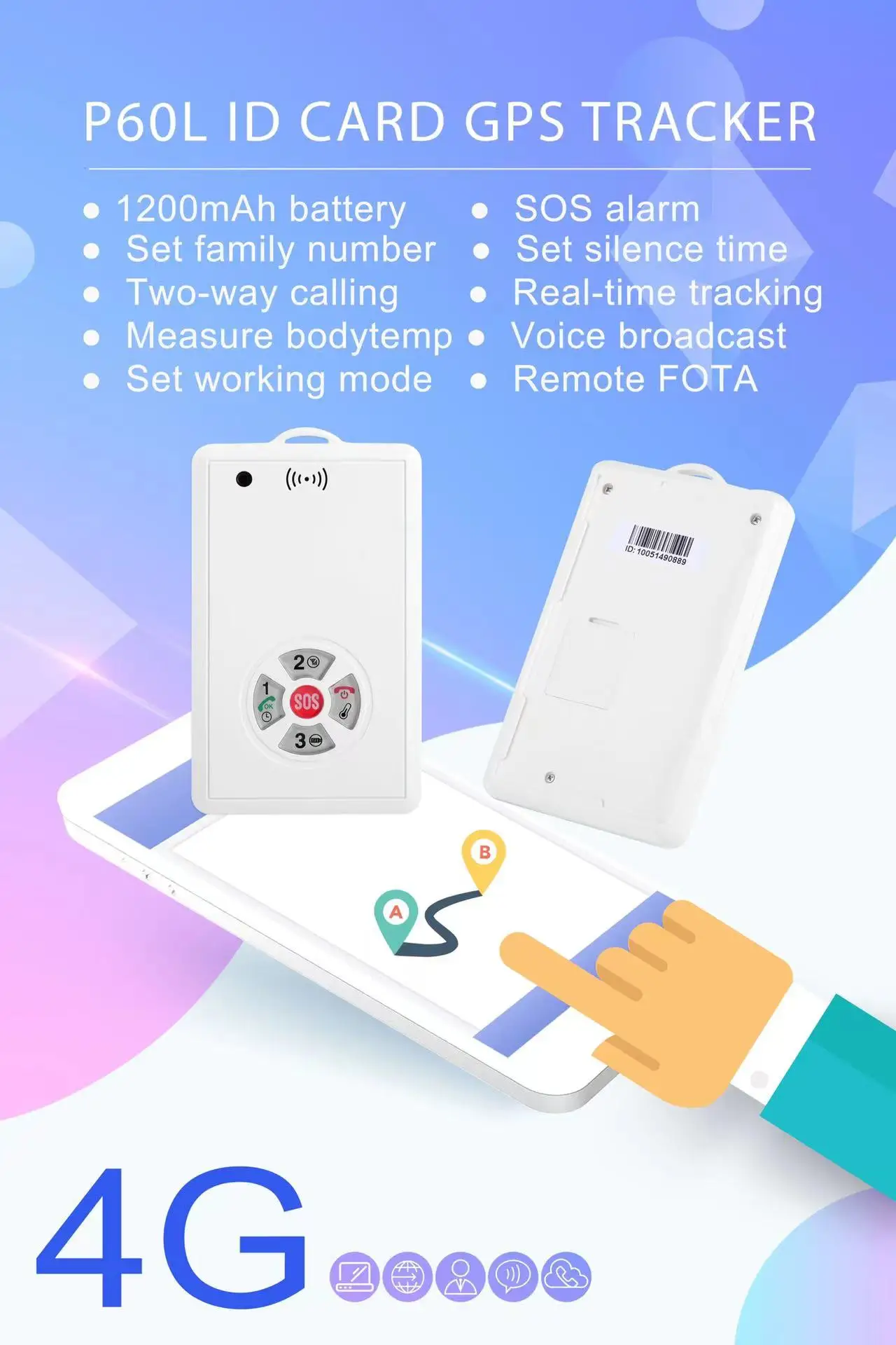 4g Id Card Gps Tracker Gps Trackers For Kids Wireless Campus Card Sos ...