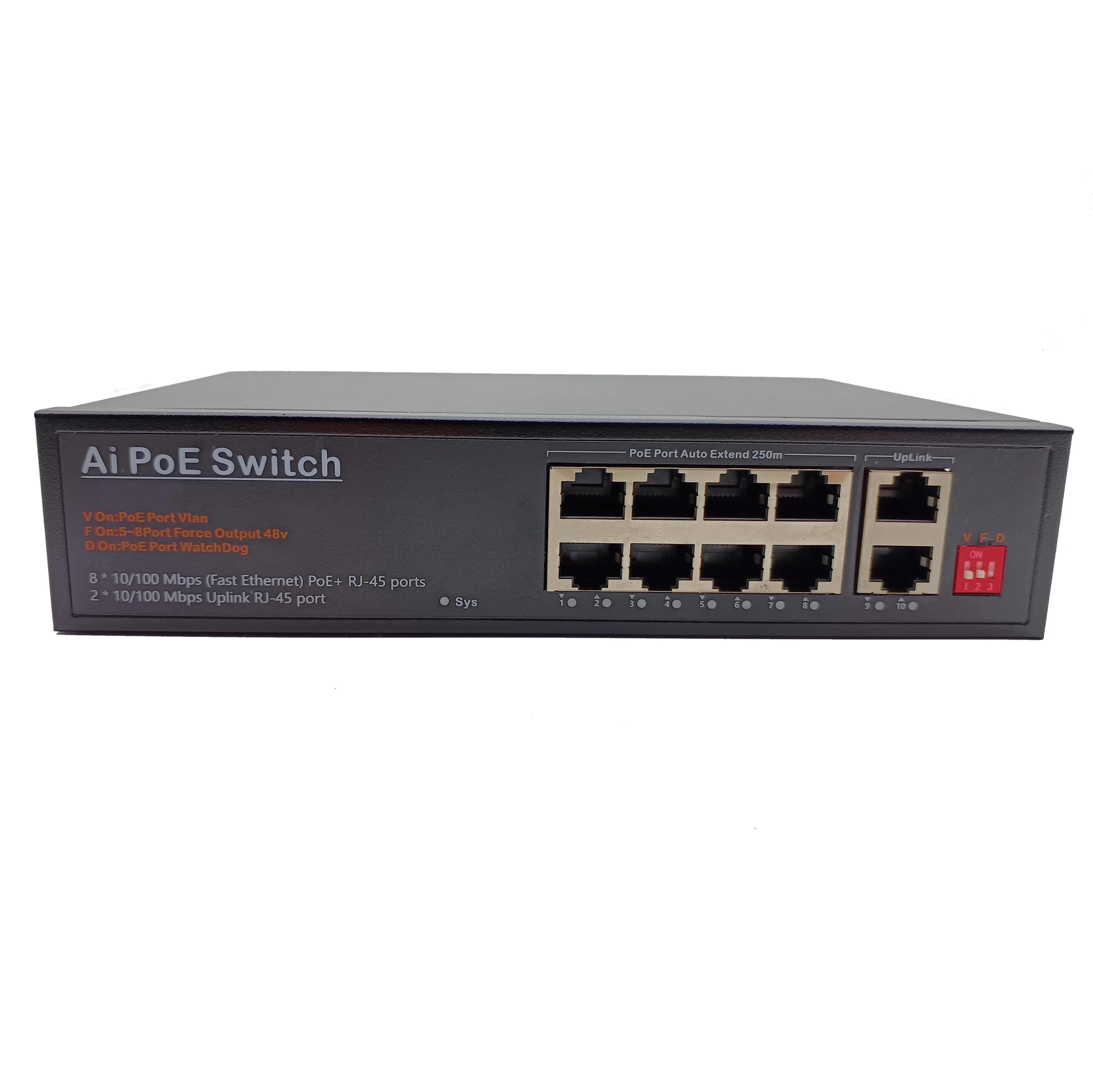 Unmanaged Poe Switch 8 Port 100m With 2 Lan Rj45 Network Switch Power ...