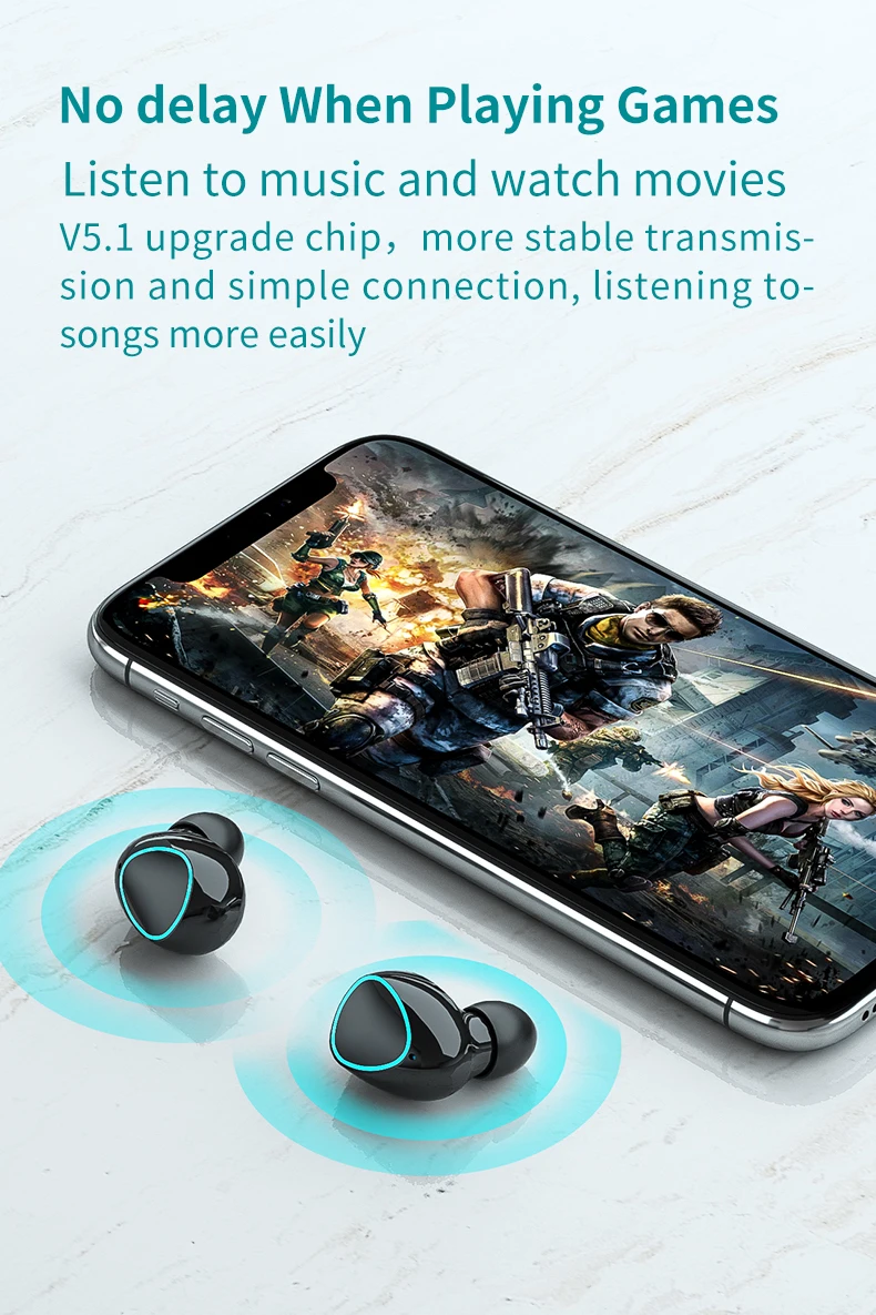 M22 Dual Tws Bt 5.1 In-ear Headphones Touch Waterproof Led Display Deep ...