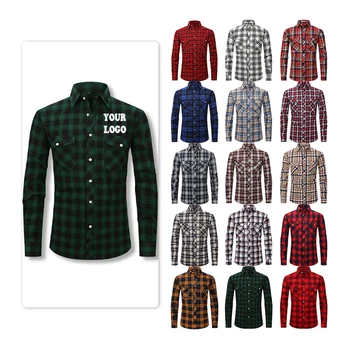 Oem/oem Mens Flannel Shirt Custom Print Embroidery Logo Plus Size 100% ...