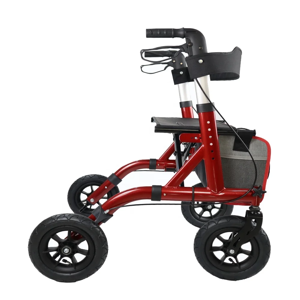 All-terrain Rollator Walker With Seat 10'' Front Rubber Wheels Compact ...