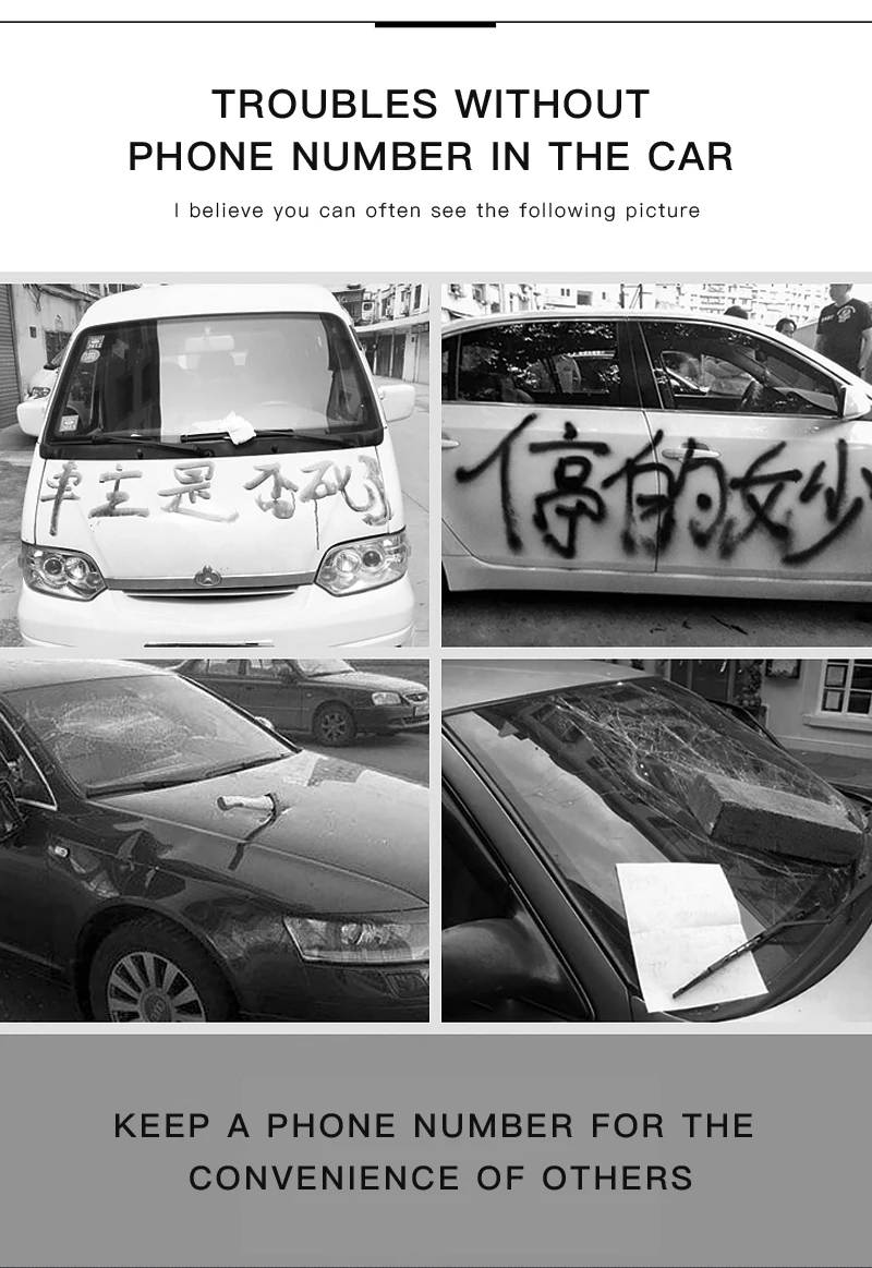 Custom Interior Decorative Car Accessory Temporary Parking Phone Number ...