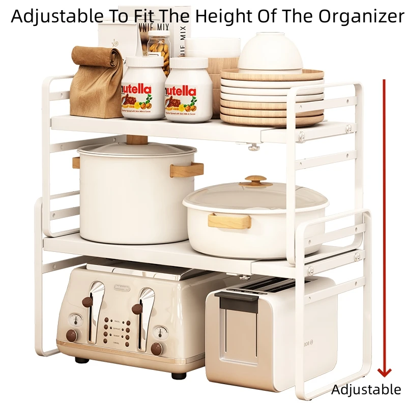 Retractable Kitchen Shelf Carbon Steel Adjustable Cabinet Pots And Pans ...