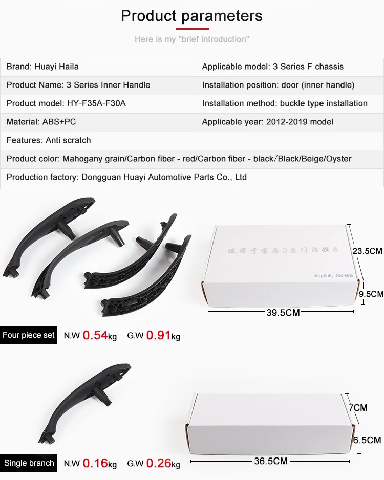 Carbon Fiber Car Interior Inner Door Handle for BMW 3 Series