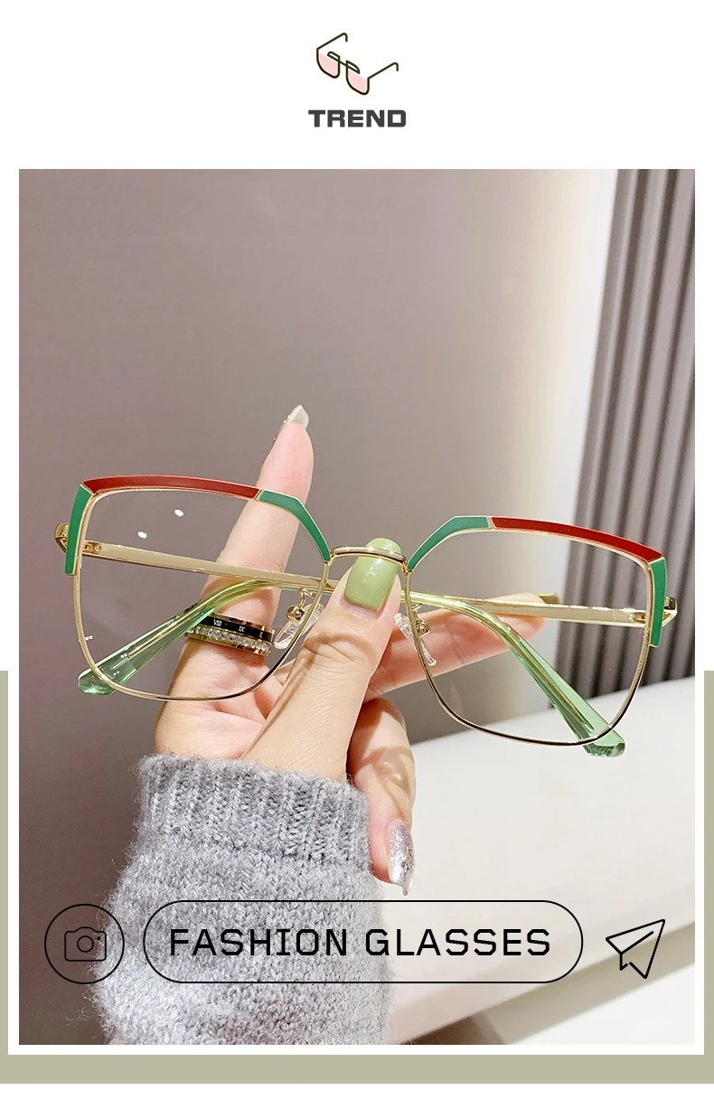 7142 New Arrival Optical Big Metal Frame Blue Light Blocking Eye ...
