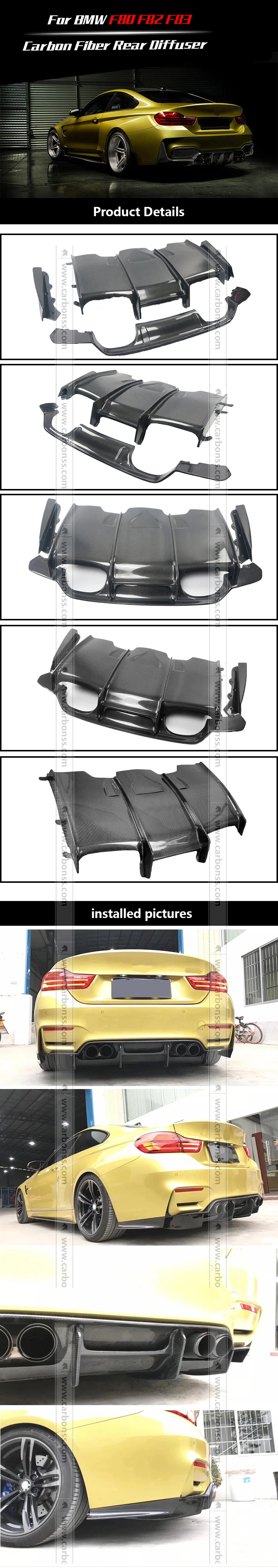 BMW F80 F82 M3 M4 PSM TYPE REAR BUMPER DIFFUSER 2015+ 4 PCS