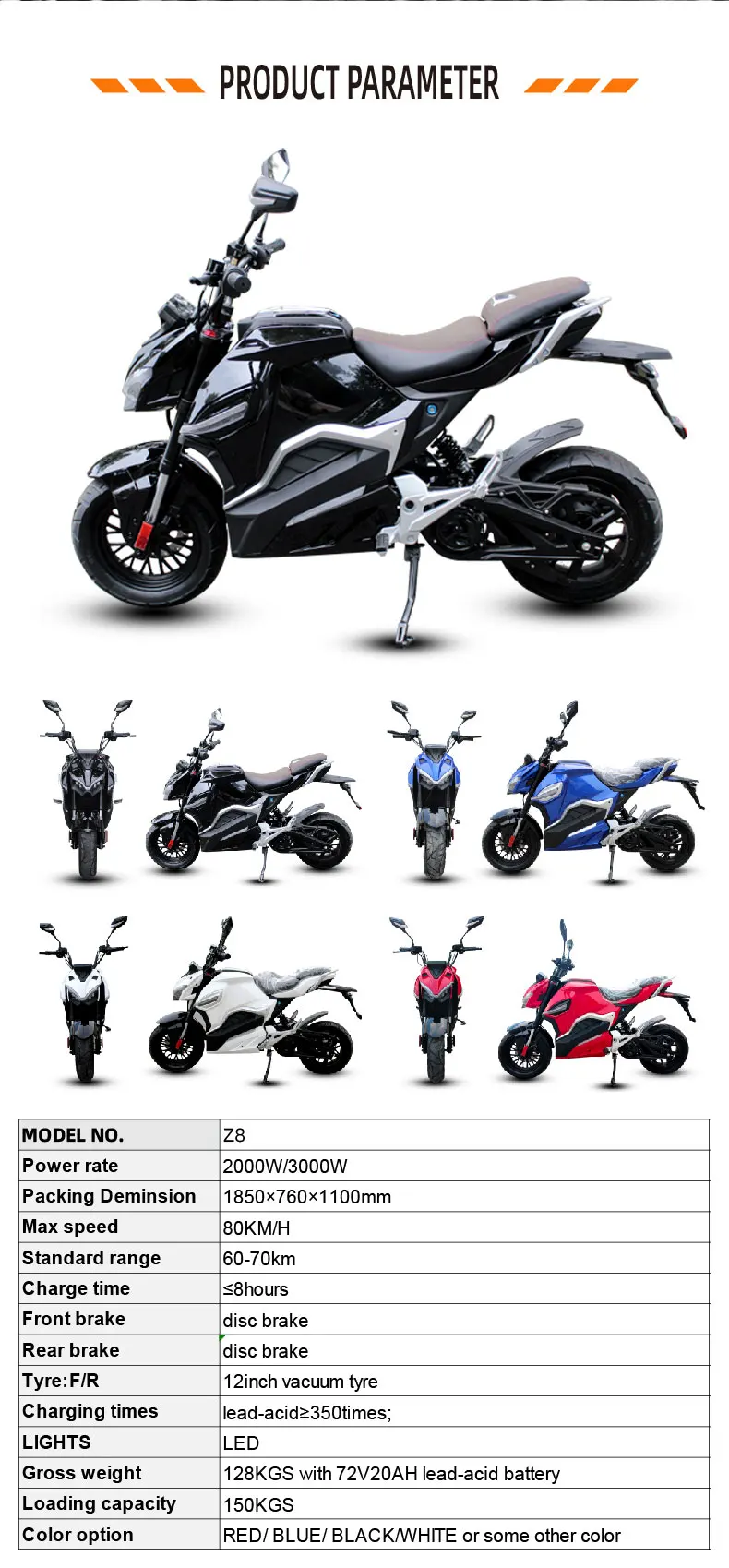 2022 Racing Electric Motorcycle Best Selling E-motorcycle Z8 - Buy ...