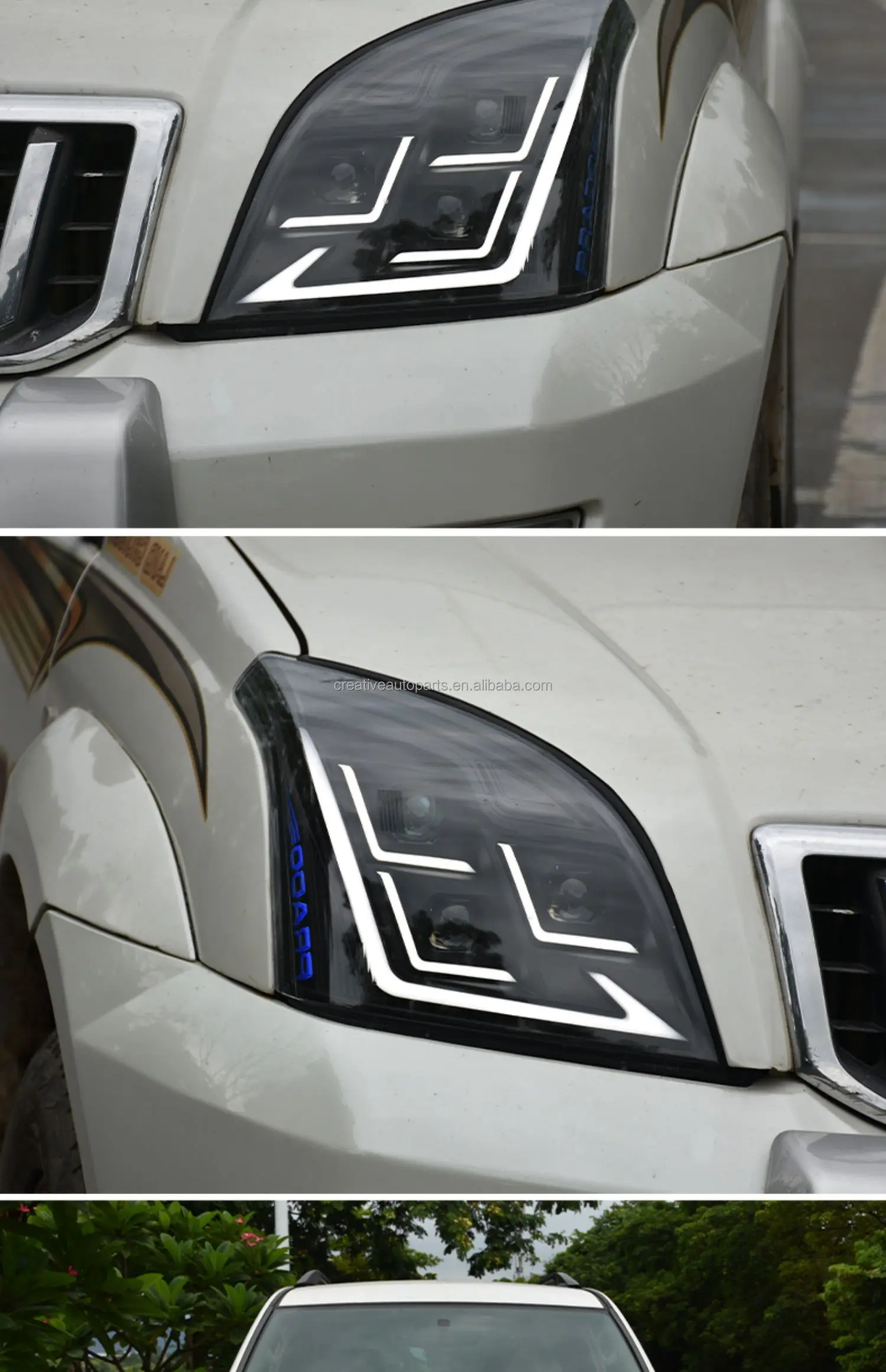 Toyota Prado FJ120 LED Headlight 2003-2009, Bi Xenon Matrix Front Lamp ...