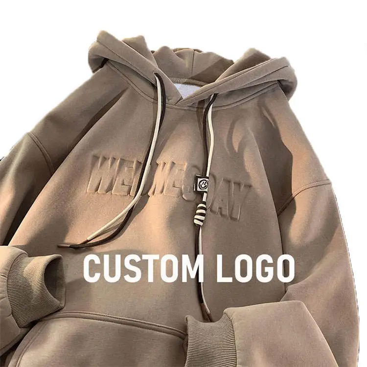 Custom Embossed Hoodie Custom Design Logo Oversized Heavyweight Cotton ...