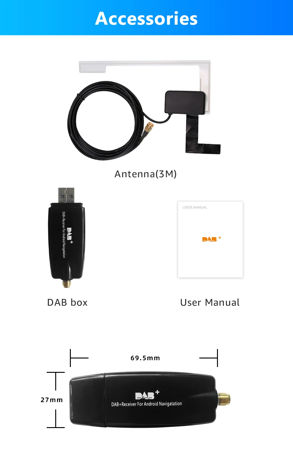 DAB+ Antenna Digital Radio Receiver Tuner Receiver for Universal ...