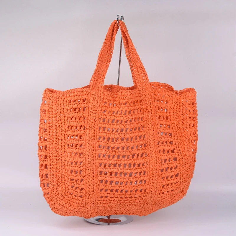 Summer Beach Travel Bags Eco Friendly Crochet Bag Paper Straw 100% ...