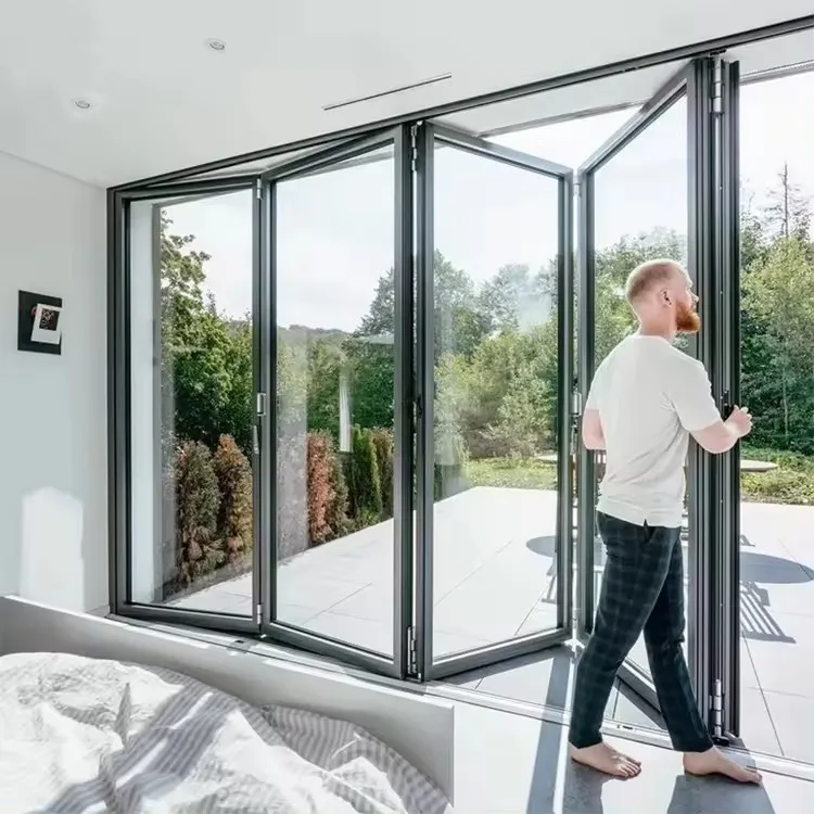 China Customized Aluminium Door Folding Bifold Patio Doors Tempered ...