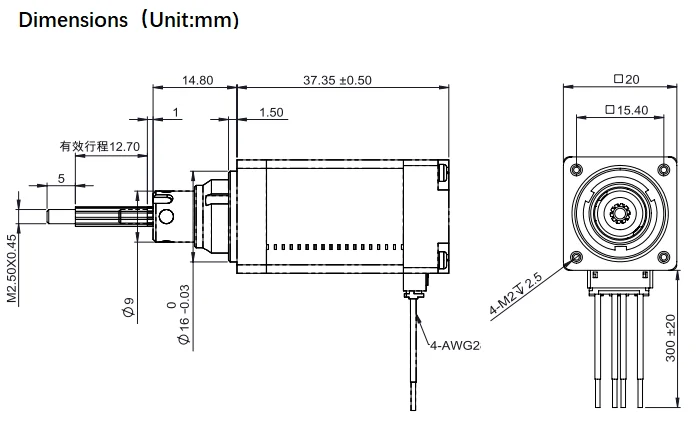 20k-2ab-12.7 Nema 8 Hybrid Stepper Motor 0.5a For Cnc Machine Odm