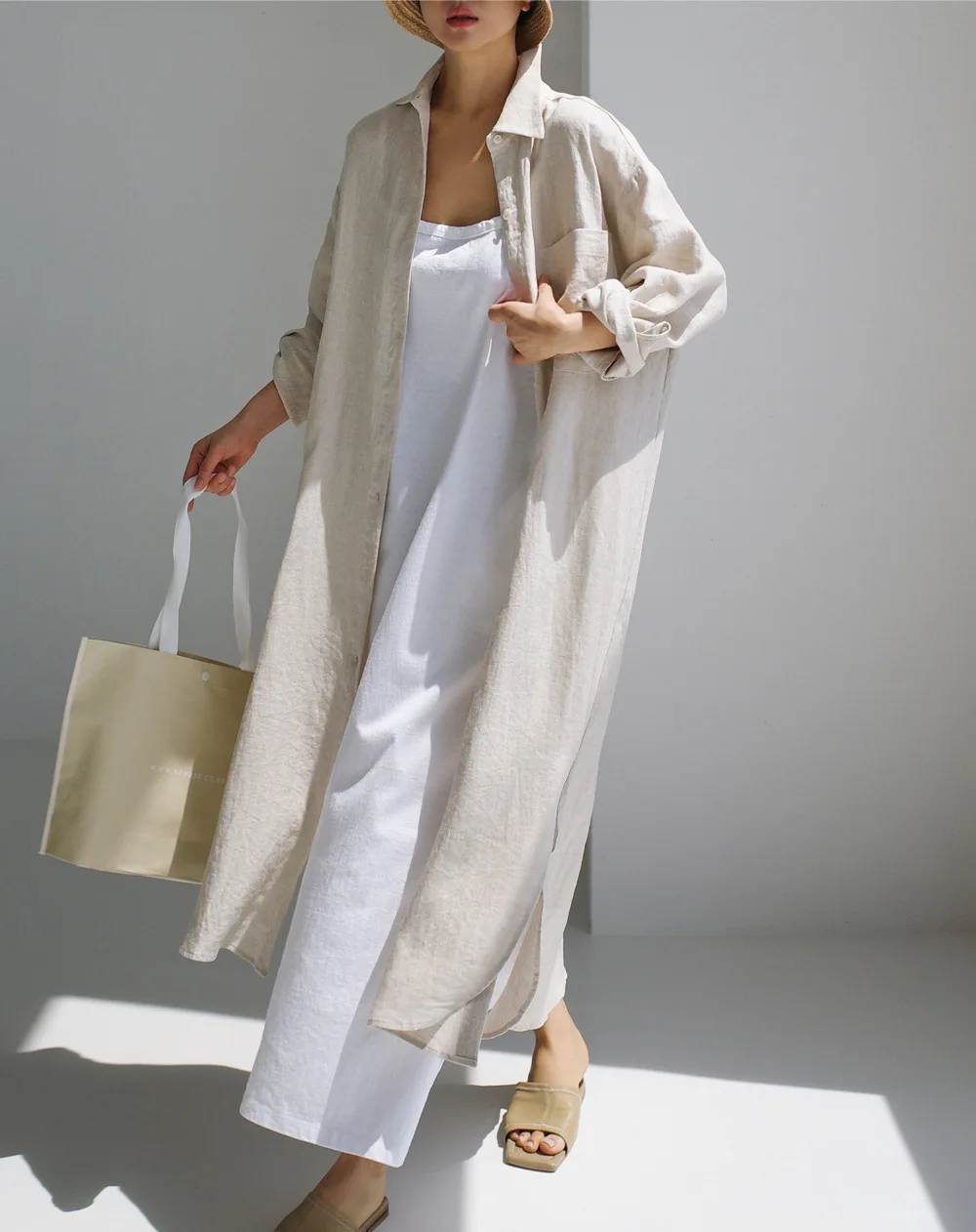 Shop Custom Modest Fashion Button Maxi Long Cotton Linen Smart Casual ...