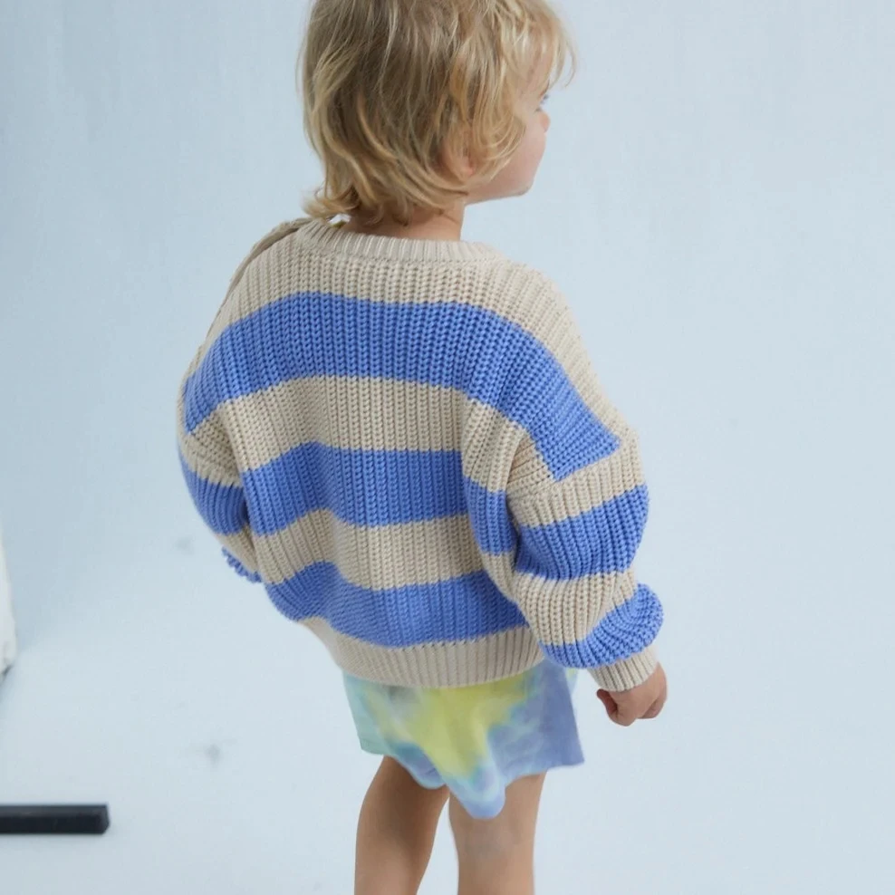 Thicker Stripe Kids Sweaters Boys Girls Chunky Loose Oversize Knitted ...