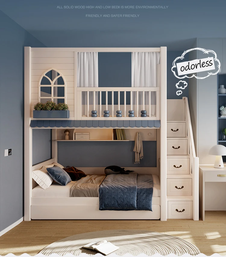 Maxky Wood Children Beds - Bunk Sub-Mother Bed High and Low