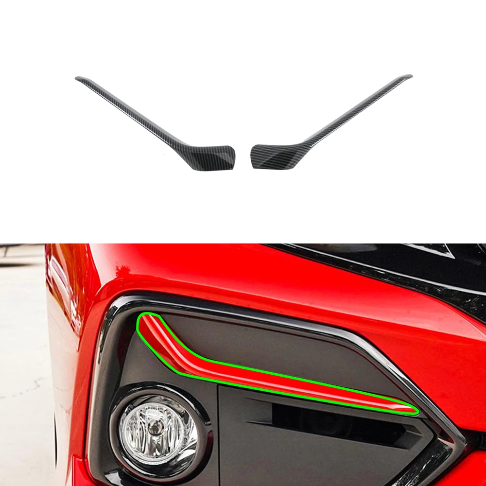Car Other Exterior Accessories Imitate Carbon Front Fog Lamp Cover Fog Light Eyebrow Straps Trim For Honda Civic Hatchback 2020