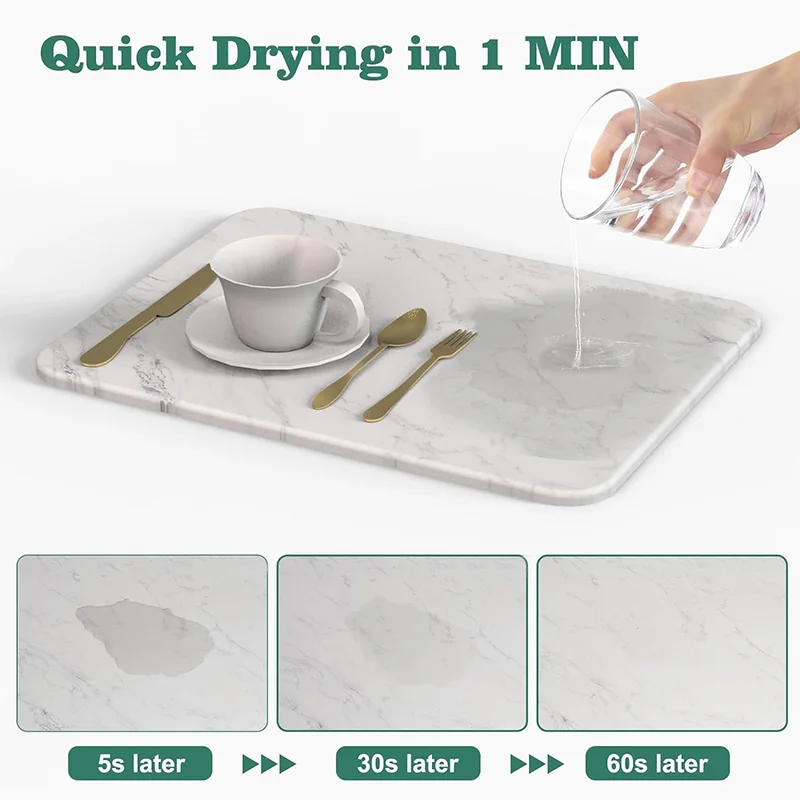 Hign Quality White Marble Instant Drying Nonslip Heat Resistant Super ...