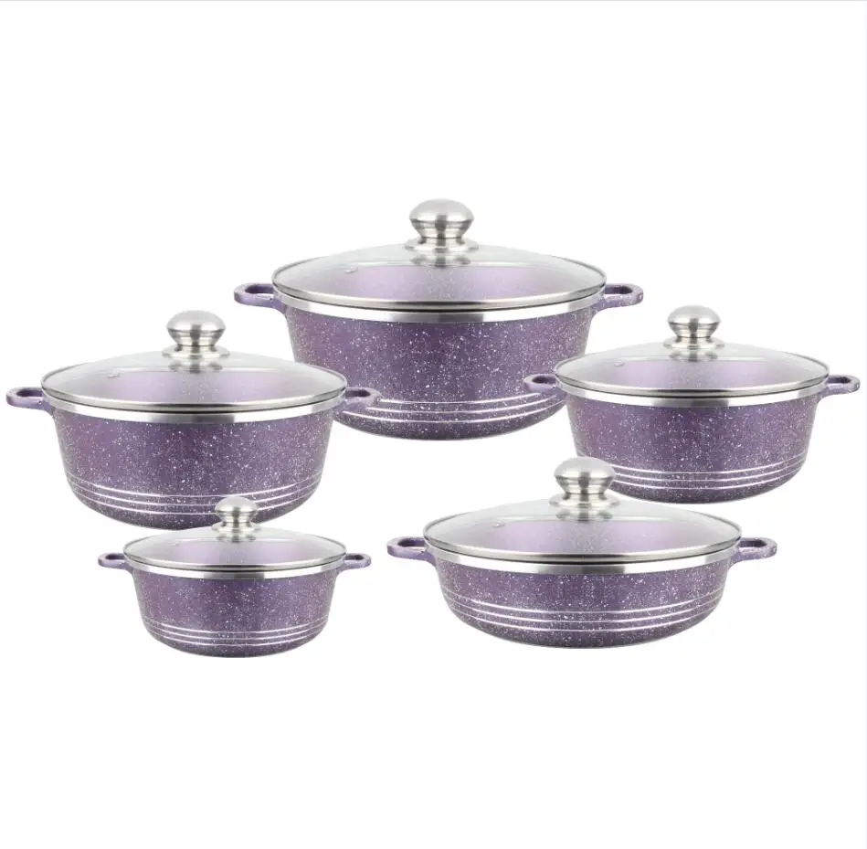 10 Piece Die Cast Aluminum Non Stick Granite Cookware Set