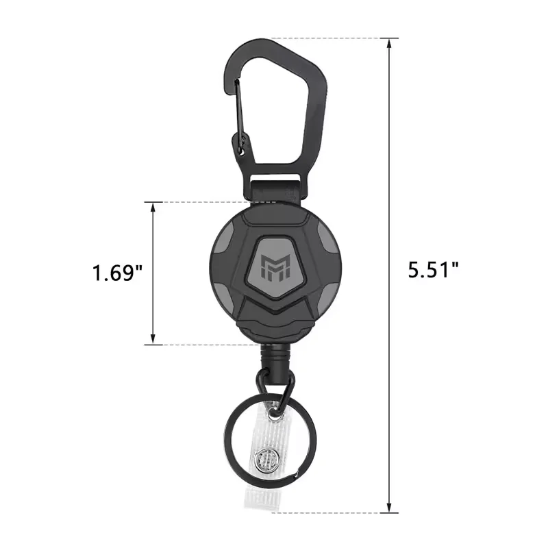 Retractable Key Chains Heavy Duty Alloy Carabiner Badge Holder Tactical ...