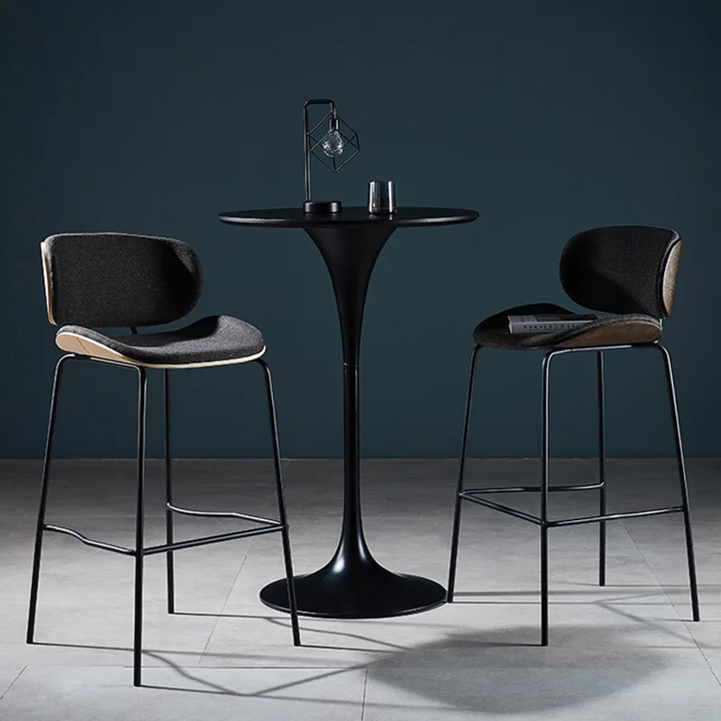 High Quality Modern Bar Stool Wood Fabric Bar Chair Luxury Metal ...
