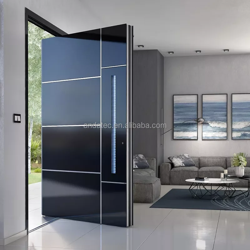 Modern Main Smart Lock Door Pivot Exterior Contemporary Aluminium ...