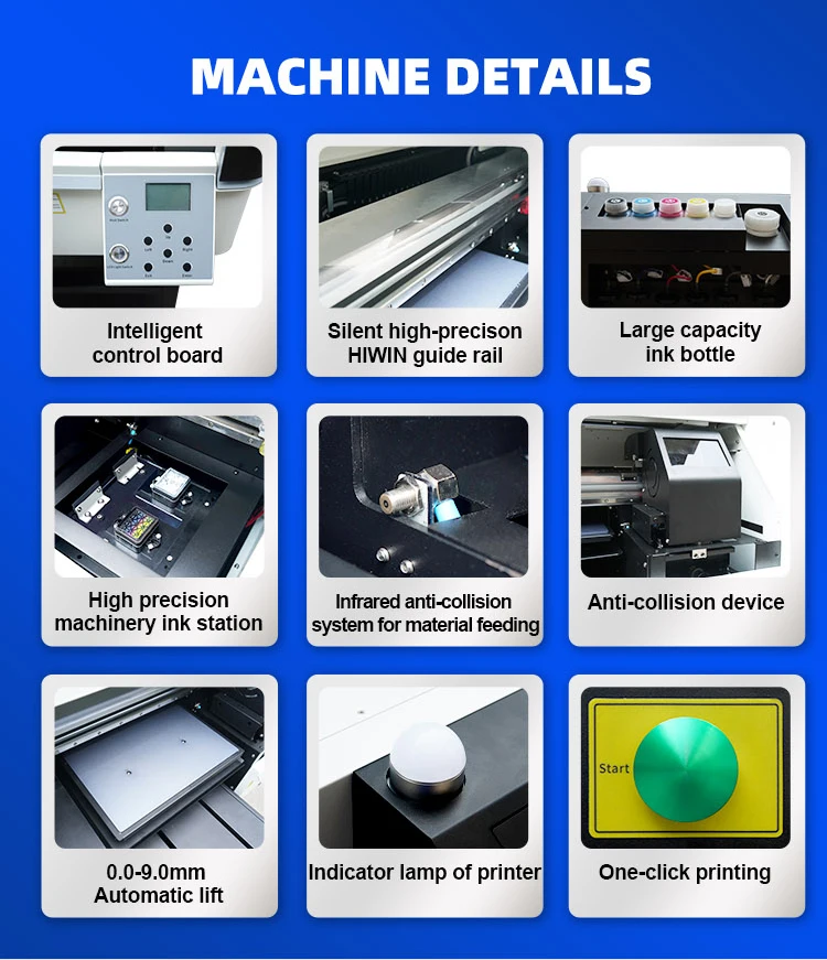 9-Color Digital DTG Flatbed Inkjet Printer Direct White Pigment Ink for ...