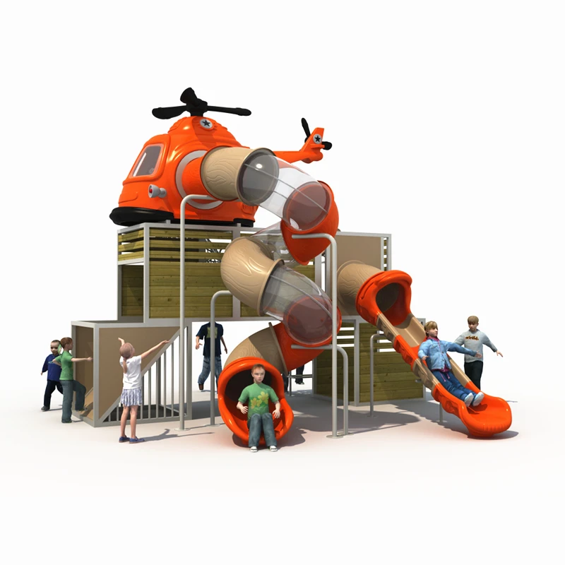 Orange Helicopter Model - Space-Saving Outdoor Playground