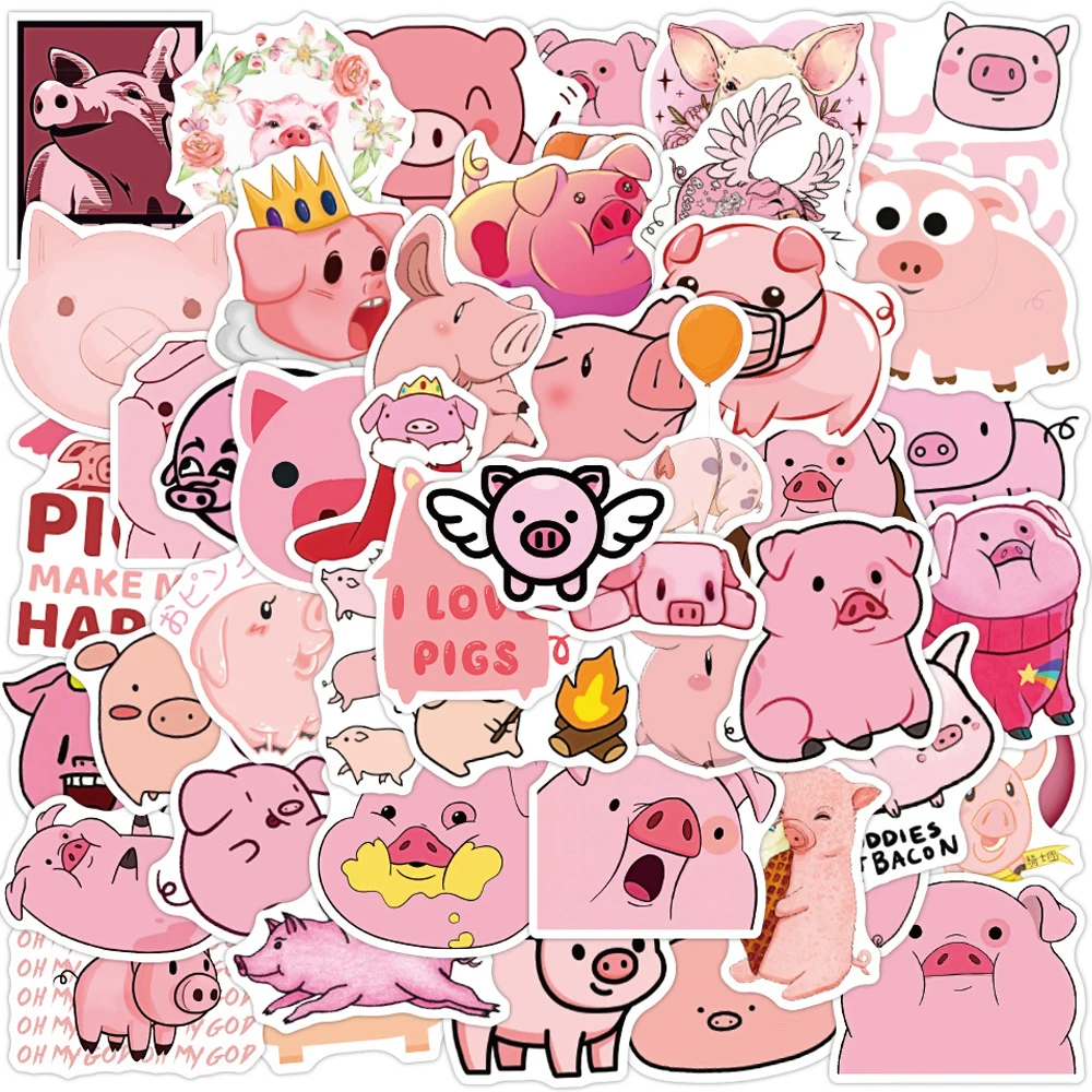 50pcs Pink Cute Pig Pet Cartoon Graffiti Sticker For Promotion Gift ...