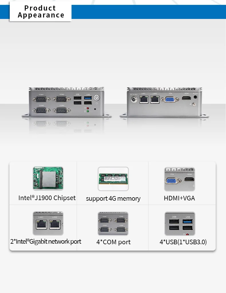 4gb台式电脑嵌入式无风扇坚固迷你电脑支持4com 4usb - Buy 加固型迷你pc,无风扇迷你pc,嵌入式pc Product on Alibaba.com
