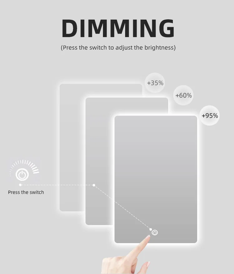ETL CE SAA OEM LED Illuminated Backlit Switch Touch Smart Mirror