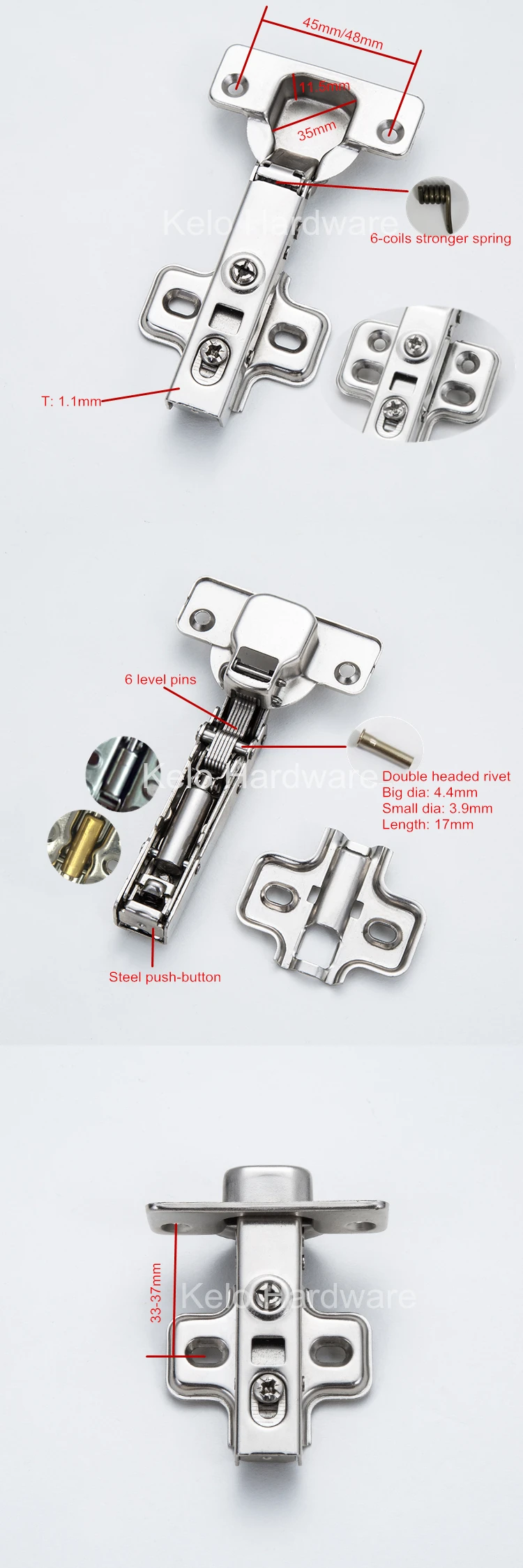 110 Degree Hydraulic Concealed Hinge - Soft Close Cabinets