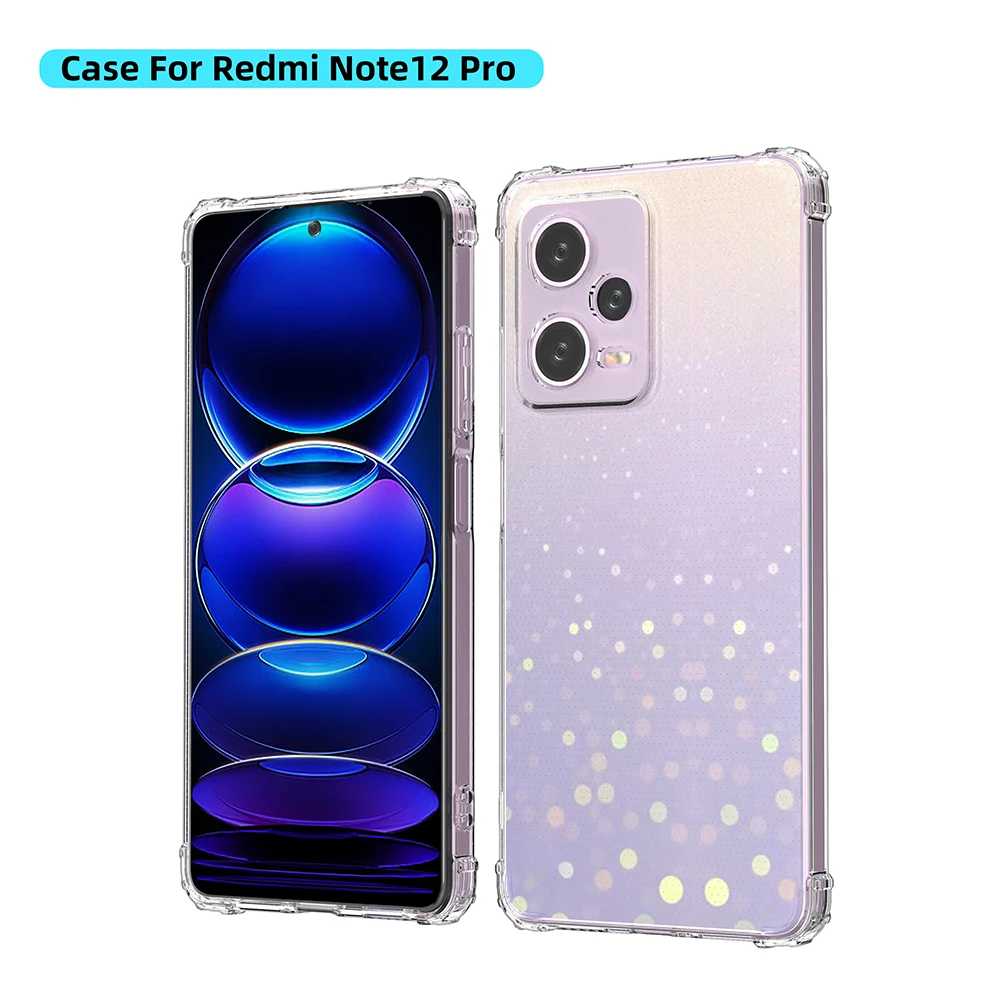 For Redmi Note 12 Clear Case, Shock Absorption Reinforced Corners Anti ...