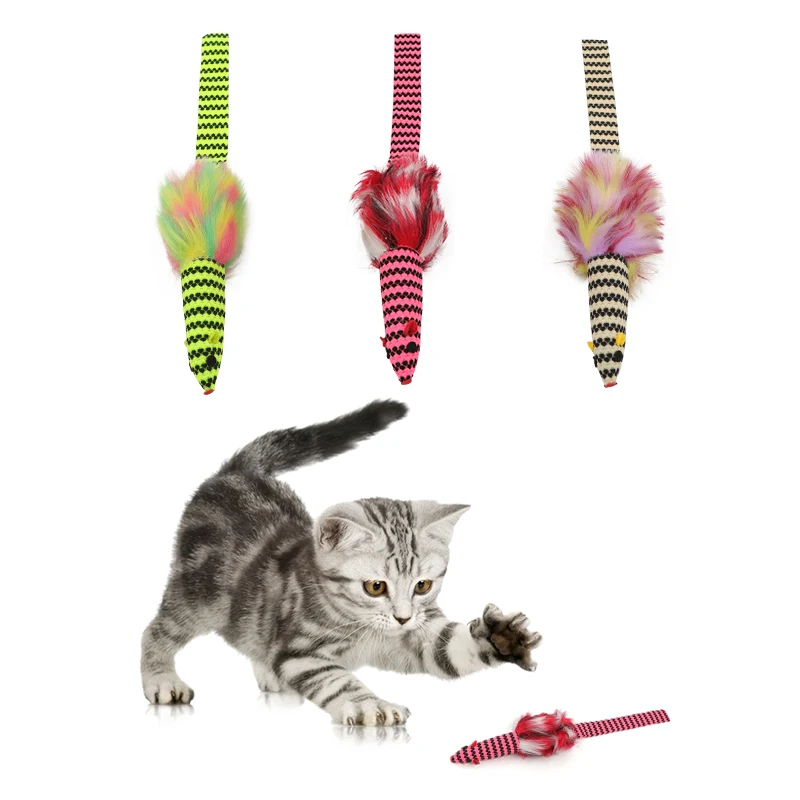 Rabbit hair long tail mouse-shape cat toys polyester cat toys with ...
