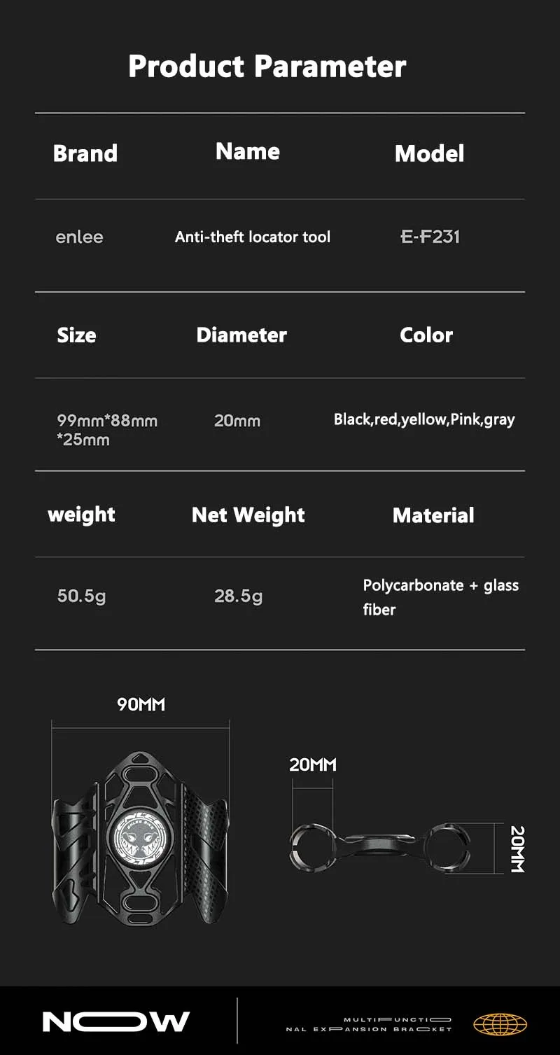 ENLEE Anti Theft Bike Bottle Cage - Multifunctional Airtag Mount