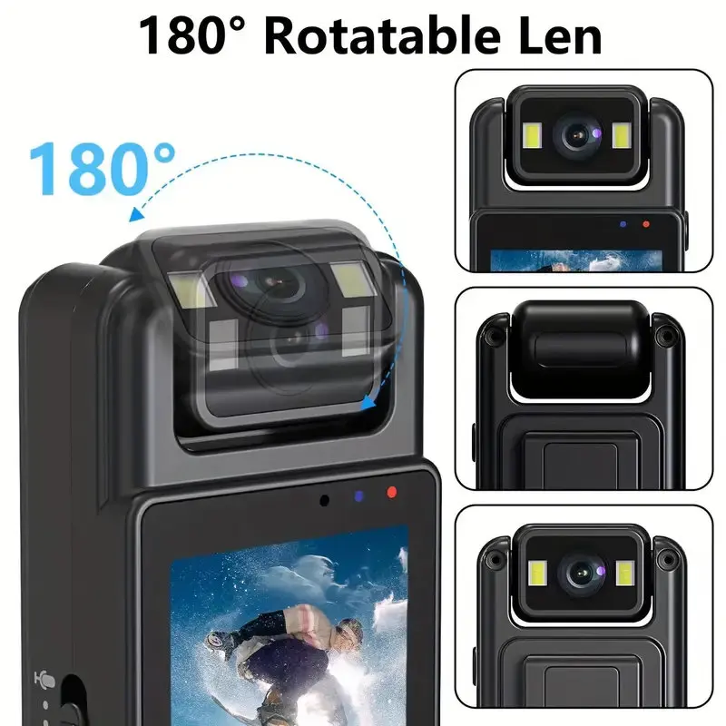 WIFI Body Camera With HD IPS Screen Rotatable Len and Back Clip Full HD ...