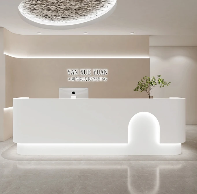 Boutique Furniture Wood Front Desk Counter Design Modern Spa Wooden ...