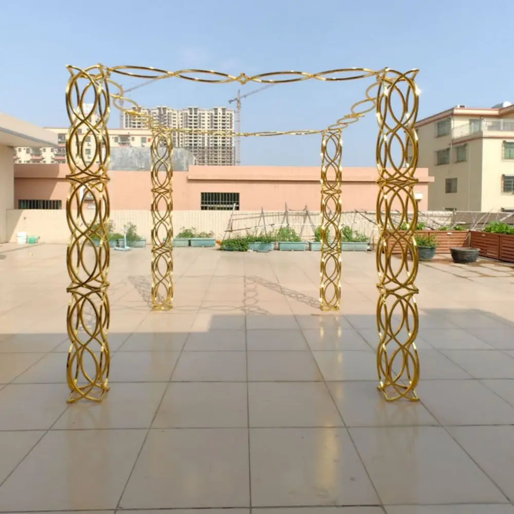 Event Decoration Backdrop Gold Metal Arch Canopy Wedding Gazebo Chuppah ...