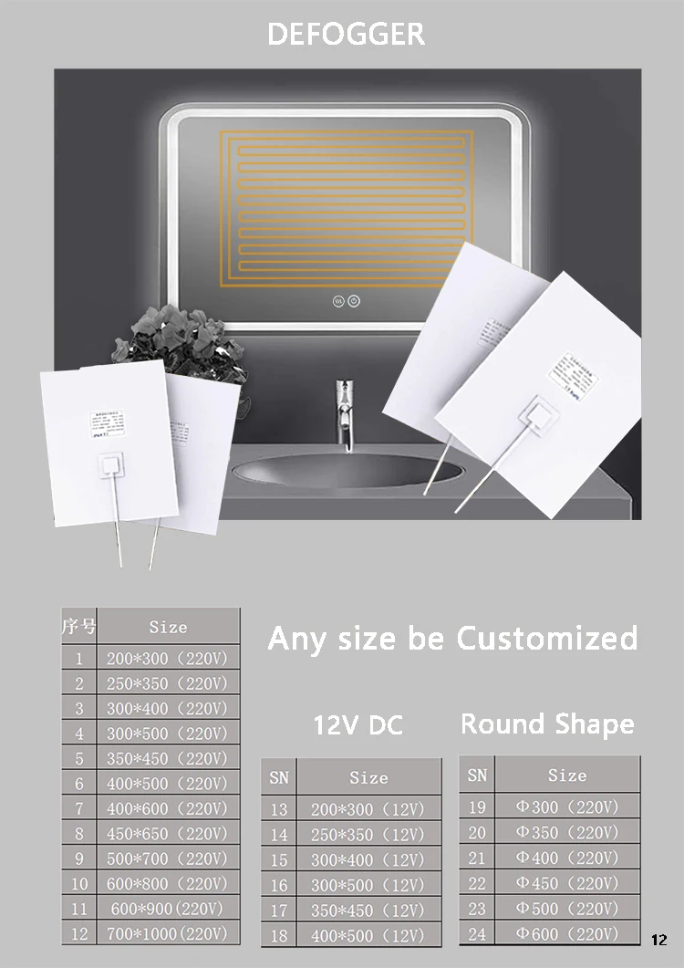 Pet 220v Pad Hotel Bathroom Defogger Dimmer Cct 3000k-6000k Light Led ...