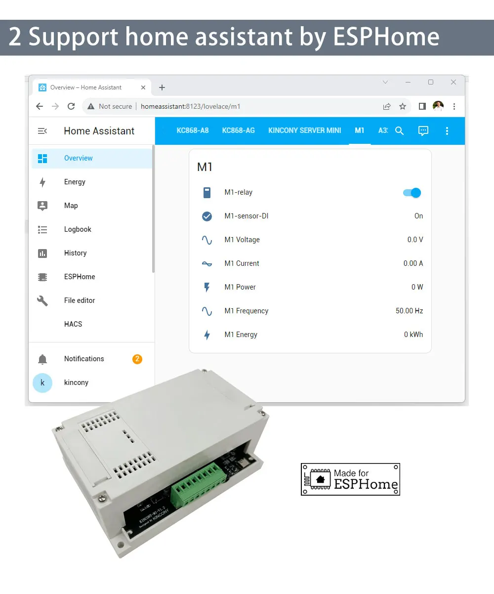 KINCONY M1 ESP32 ENERGY METER RELAY CONTROLLER for Home Automation ...
