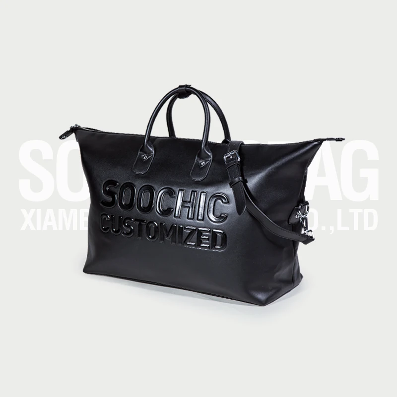 Customized Leather Medium Duffel Bag With Embossing Logo For Unisex ...