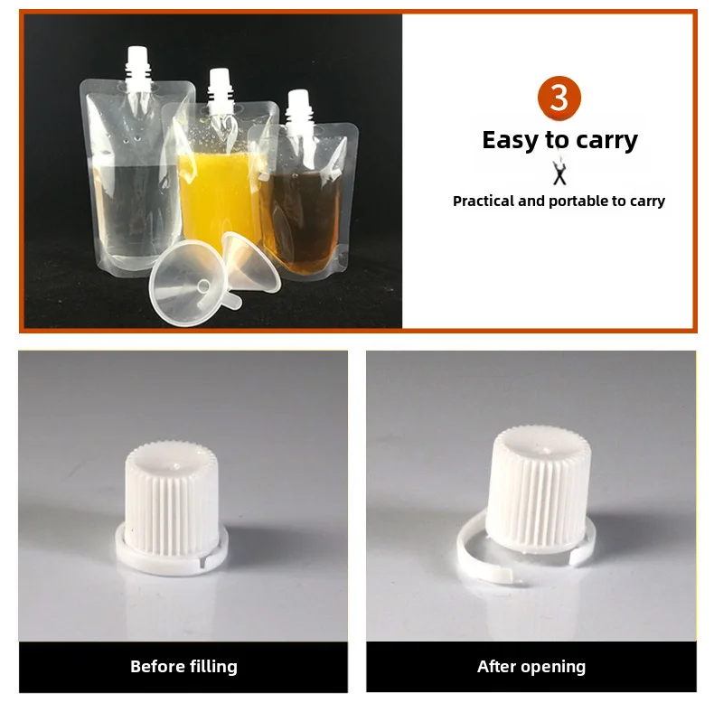100pcs 250ml Stand up Spout Beverage Bags - Perfect for Parties