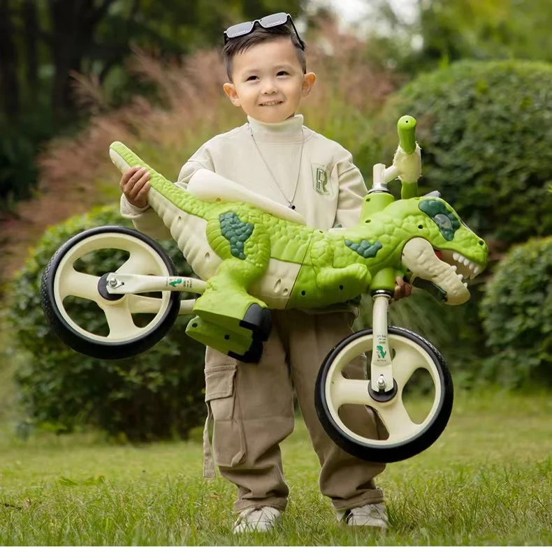HWTT Kids Balance Bike - Dinosaur Design Electric Tricycle