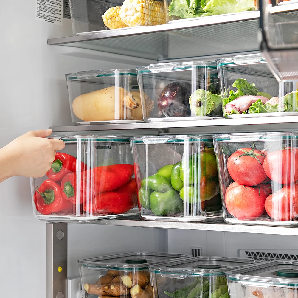 Cheap Transparent Lockable Plastic Food Kitchen Fridge Storage Box ...