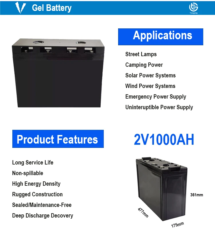 Solar Panel Battery Storage 2v 1000ah 800ah 600ah 500ah 400ah 300ah 200ah 100ah Tubular Gel ...