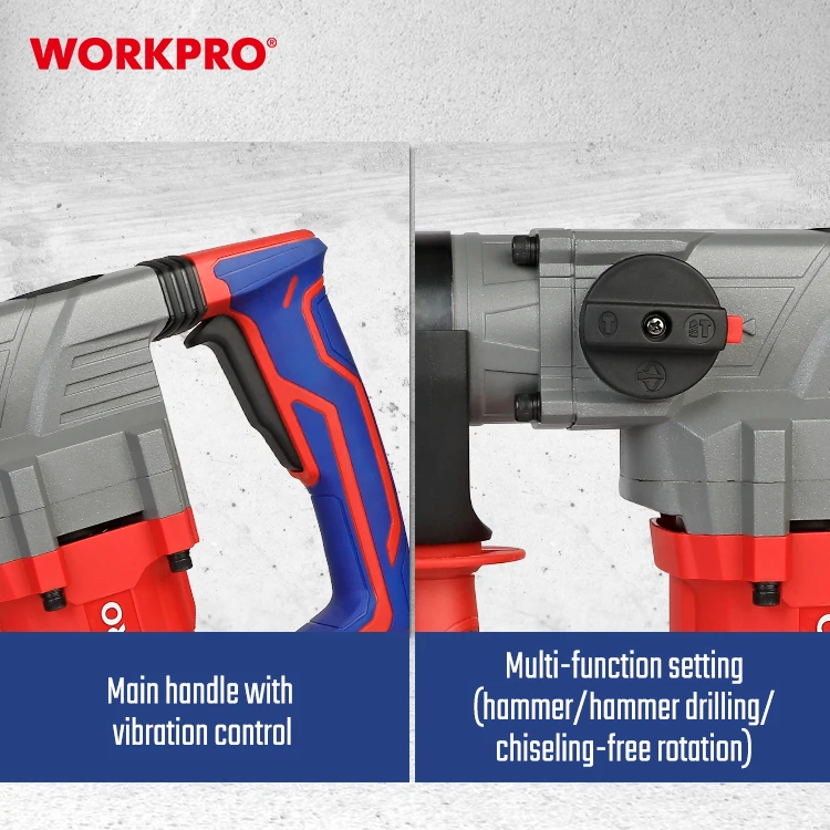 WORKPRO 1500W 40MM ROTARY HAMMER - Versatile Drilling Power