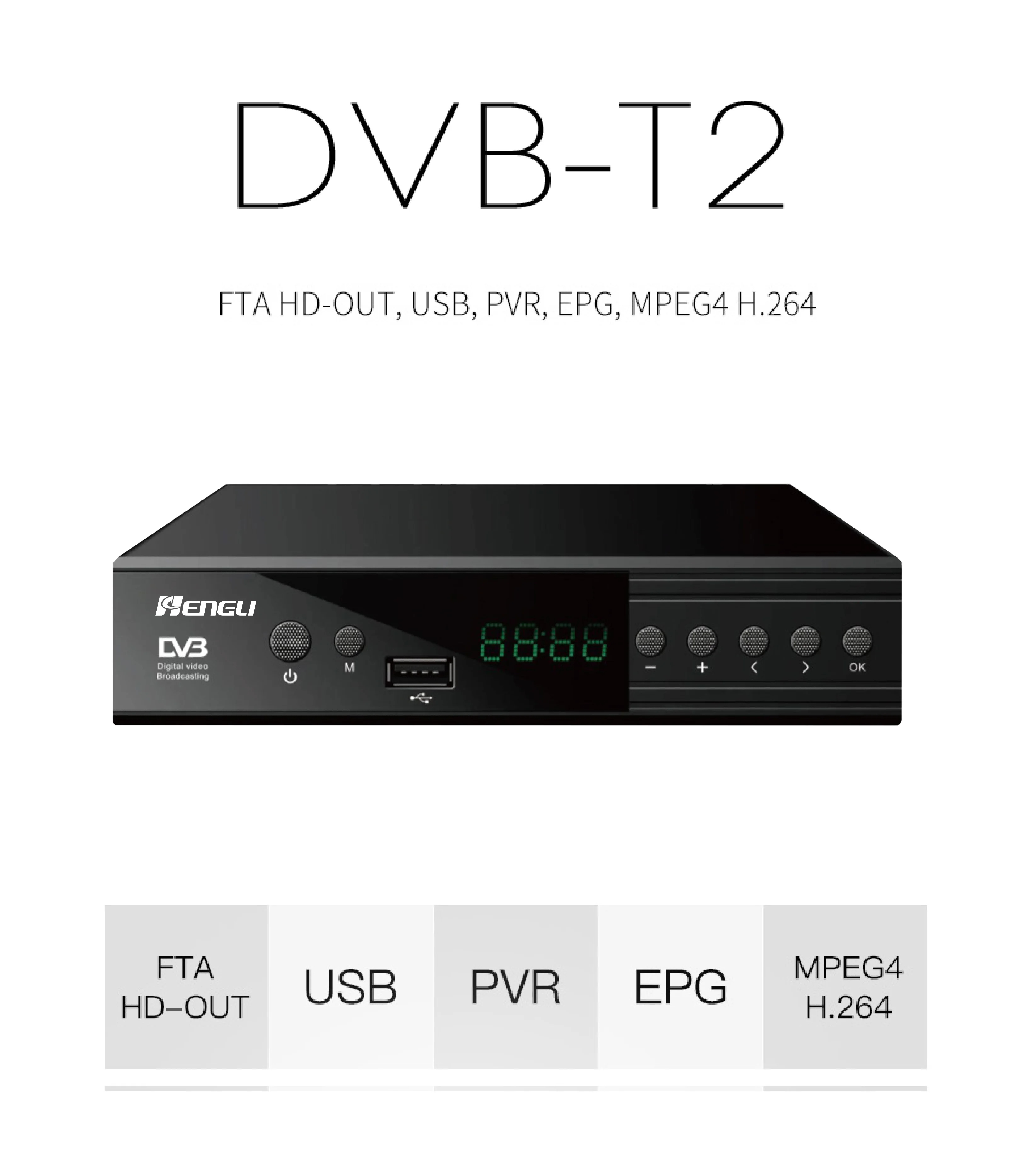 Tdt hd H.264/H.265 Hevc DVB T2 TV Receiver Decoder Dvb-t2 Set Top Box Digital Receiver Modulator ...