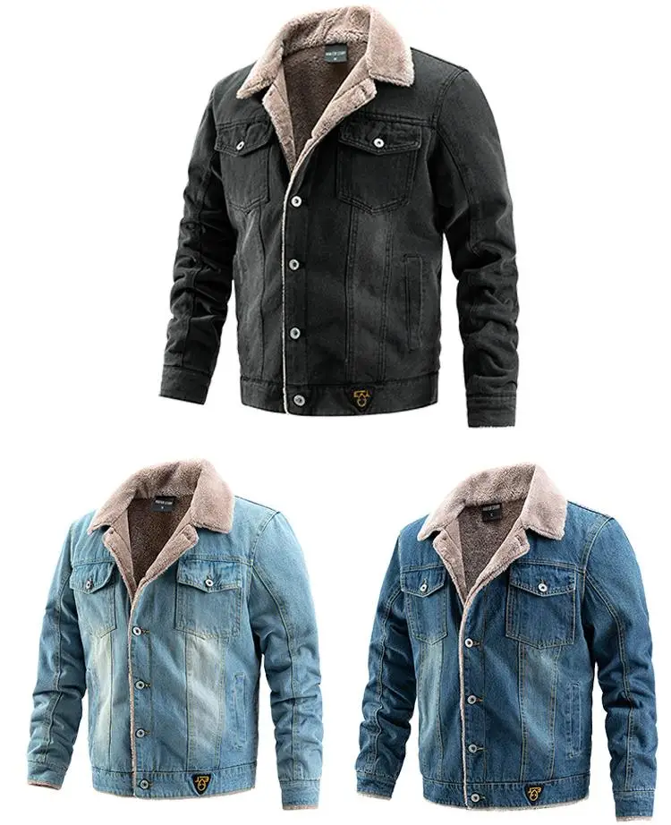 Wholesale Men's Heated Outdoor Winter Jackets Denim With Fleece And ...